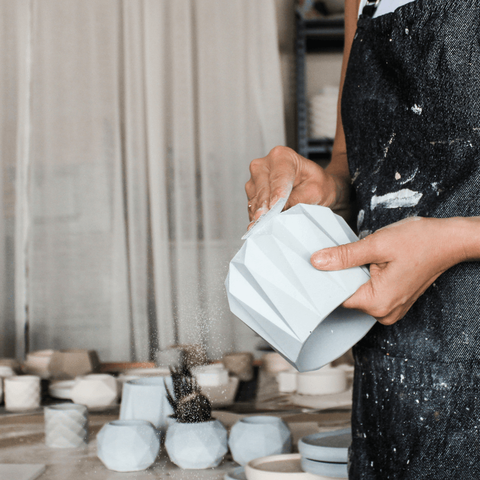 Potiche hand poured concrete pots and gift box planted gifts